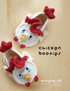 Chicken Baby Booties 2 Crochet Pattern · Kittying Crochet Pattern